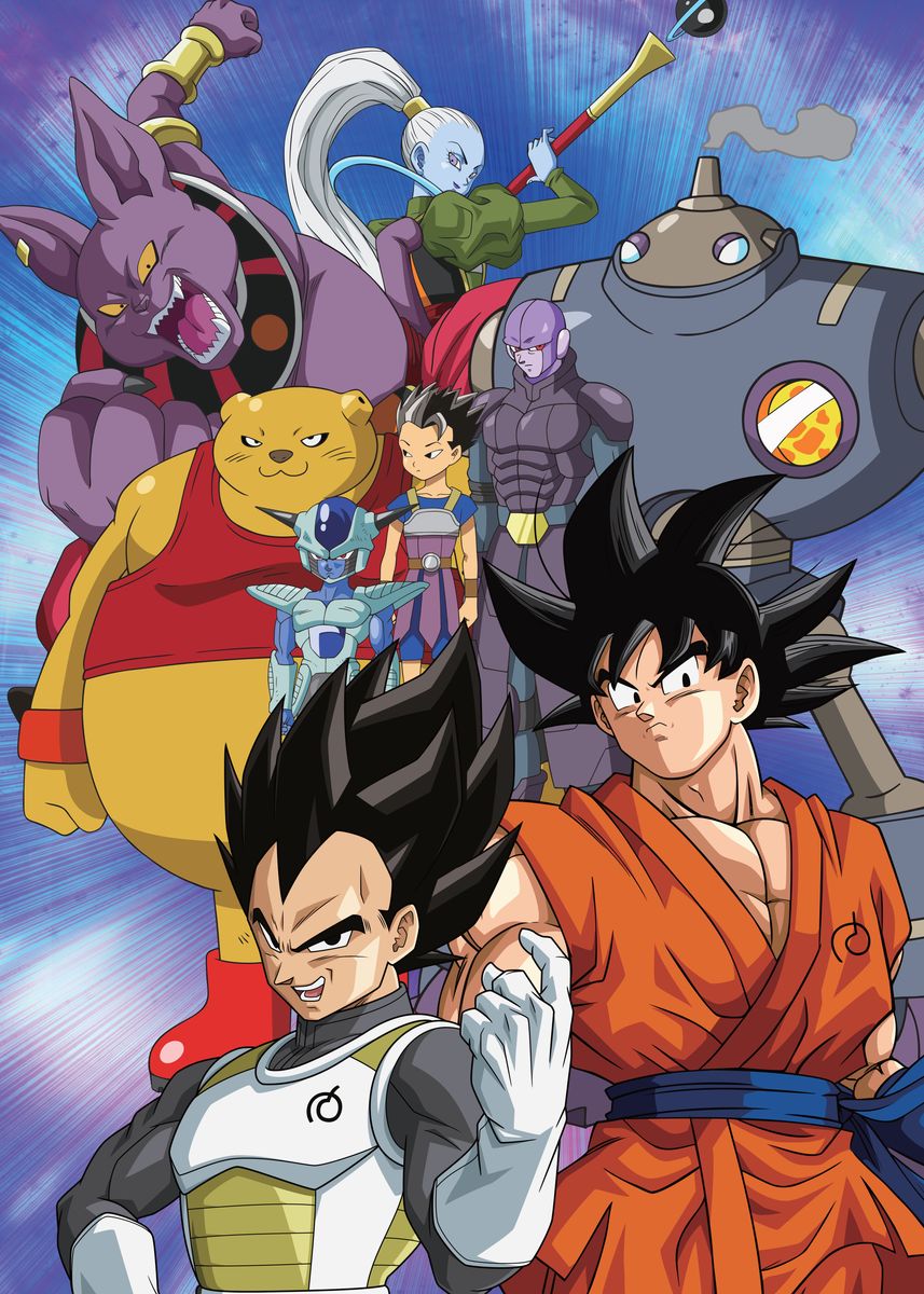 'Goku, Vegeta vs Universe 6' Poster, picture, metal print, paint by ...