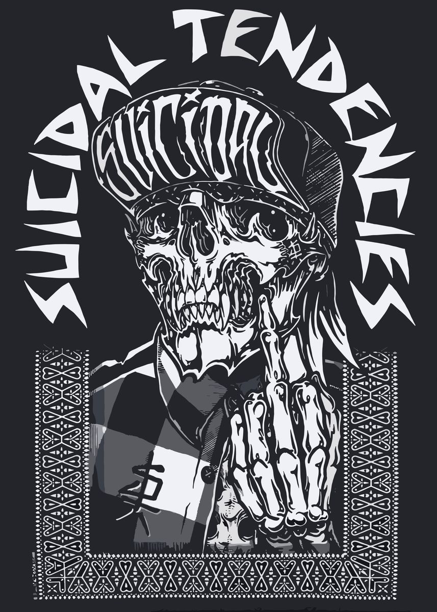 'Suicidal Tendencies Skull Graphic' Poster, picture, metal print, paint by Bendrat Core | Displate