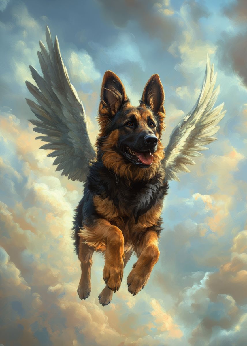 'German Shepherd with Angel Wings | Loyal Companion Tribute' Poster ...
