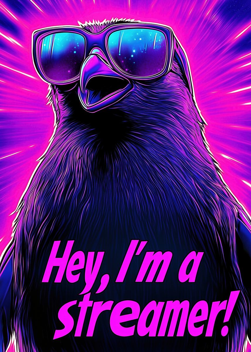 'Cool Bird Streamer' Poster, picture, metal print, paint by Spooky Blob ...