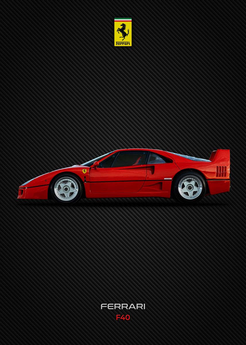 'Ferrari F40 Side View' Poster, picture, metal print, paint by Joko ...