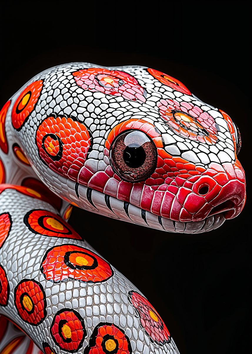 'Red and White Snake' Poster, picture, metal print, paint by SuperNova ...