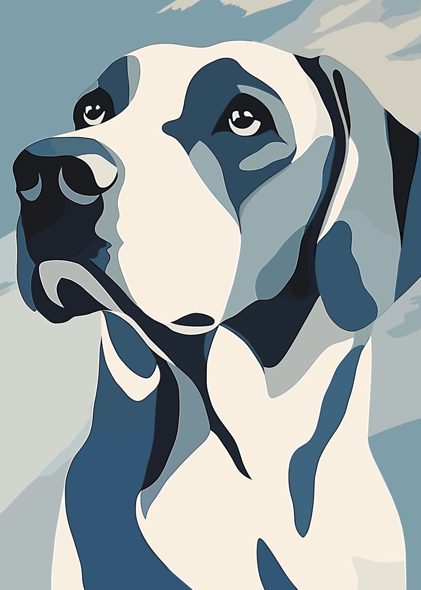 'Blue Labrador Dog Portrait' Poster, picture, metal print, paint by ...