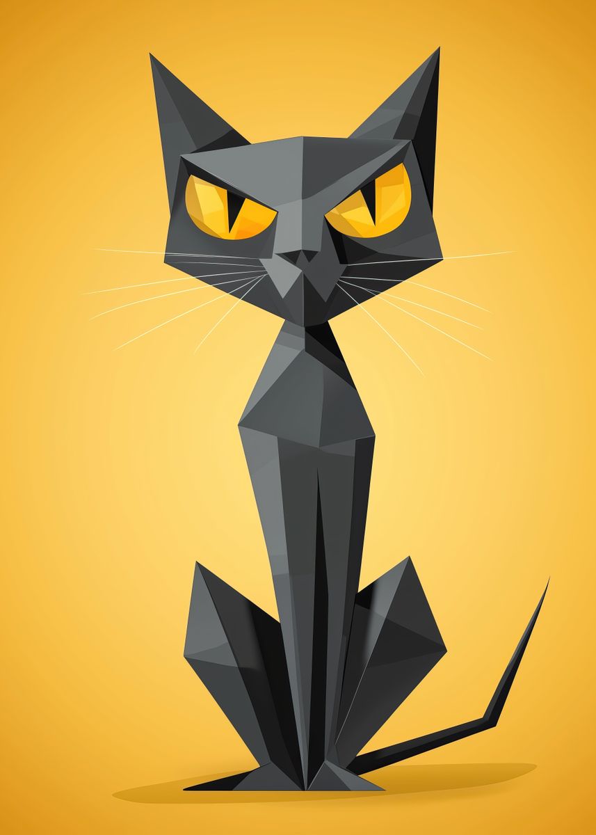 'Geometric Black Cat' Poster, picture, metal print, paint by Wall ...