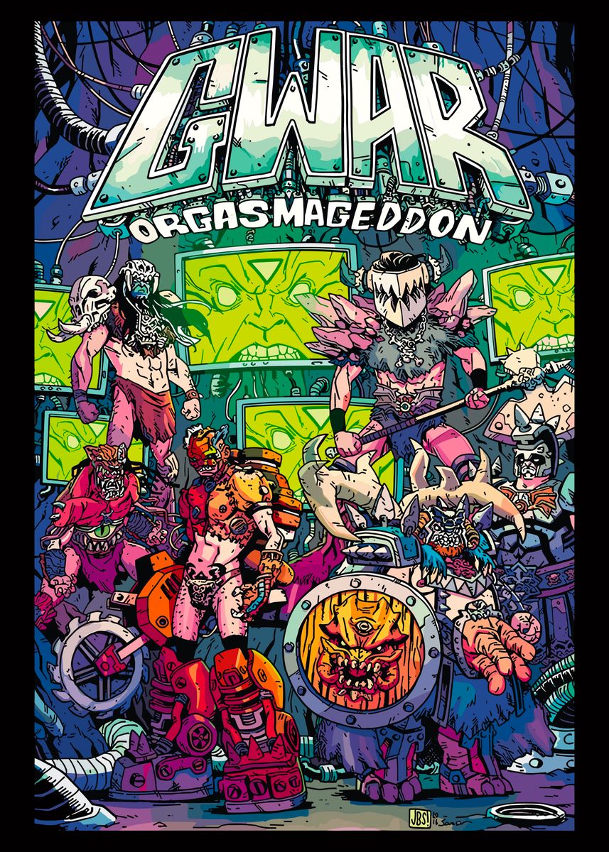 'GWAR Orgasmageddon Comic Cover' Poster, picture, metal print, paint by Bendrat Core | Displate