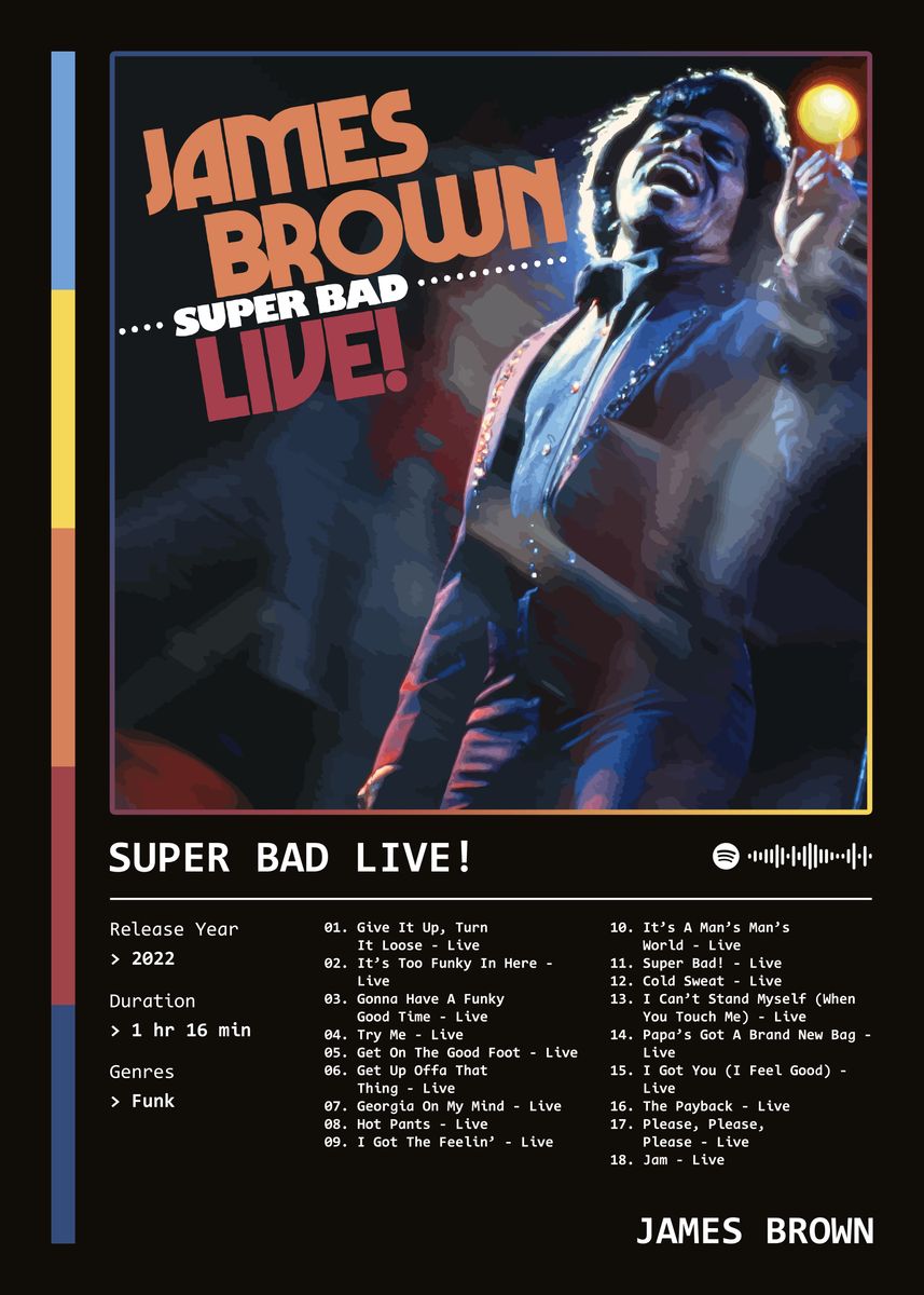 'Super Bad Live! (2022) Album by James Brown' Poster, picture, metal ...