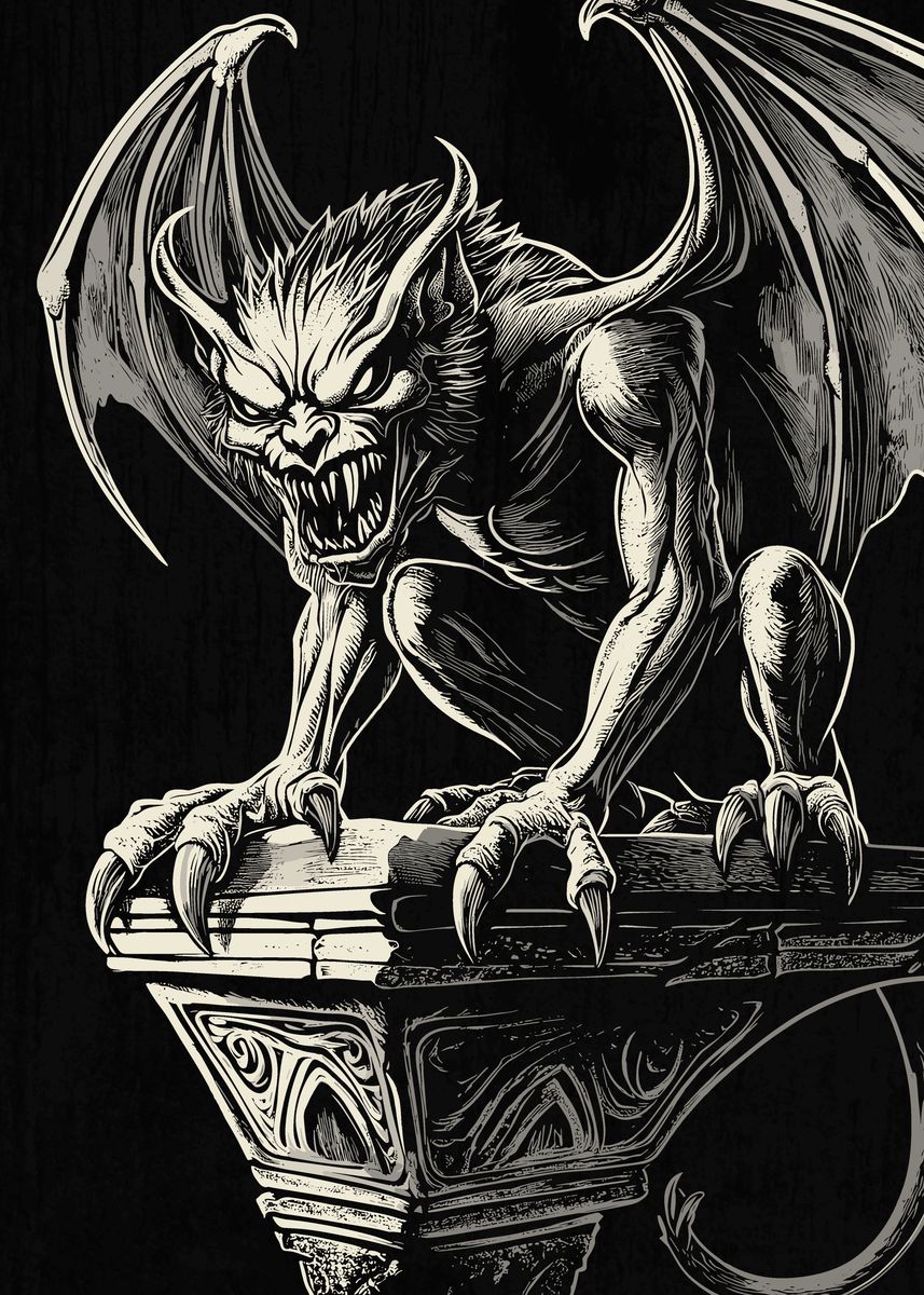 'Gargoyle Illustration' Poster, picture, metal print, paint by ...