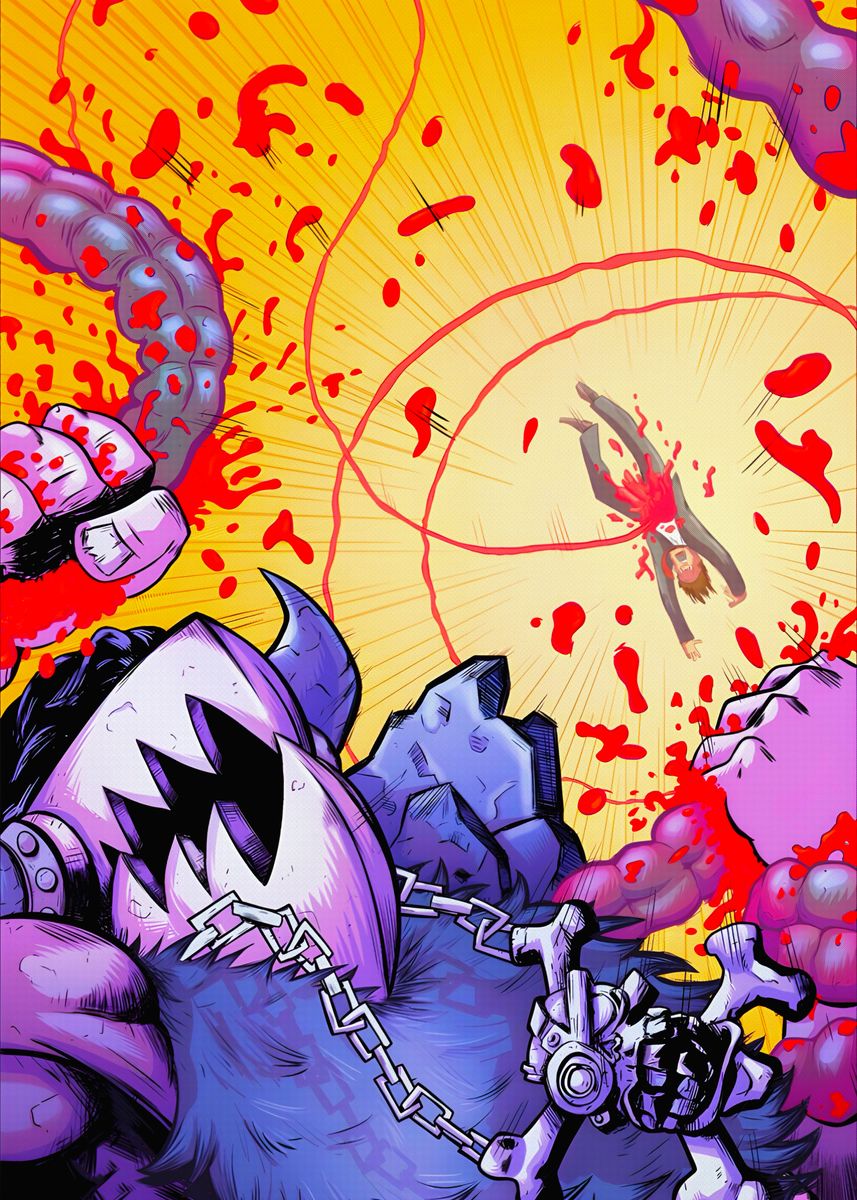 'Monster Attack Comic Art' Poster, picture, metal print, paint by ...