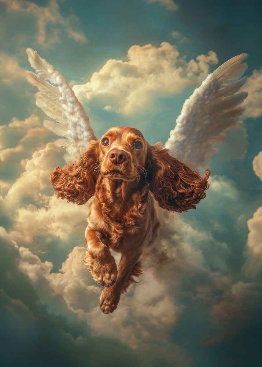 'Cocker Spaniel with Angel Wings | Heavenly Dog Tribute' Poster ...