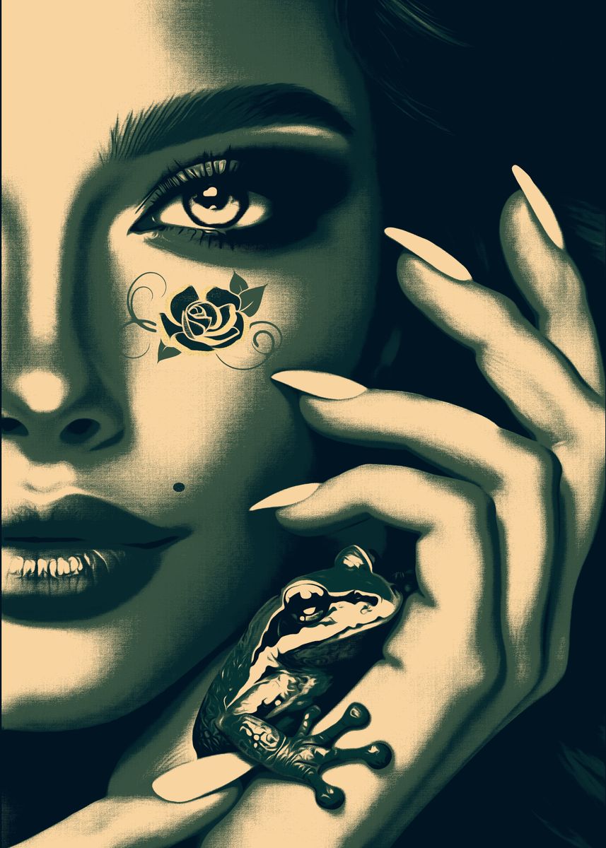 'Woman with Frog and Rose' Poster, picture, metal print, paint by ...