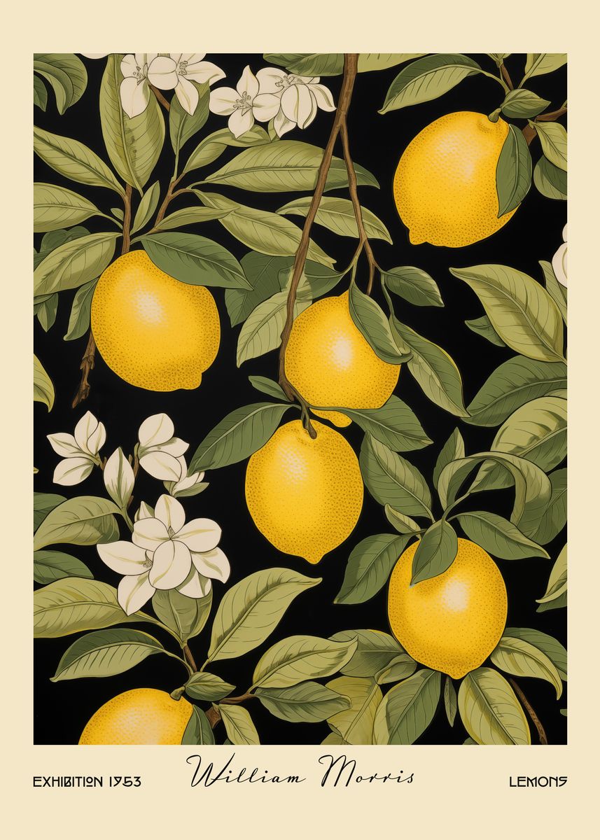 'William Morris Lemon Kitchen' Poster, picture, metal print, paint by ...