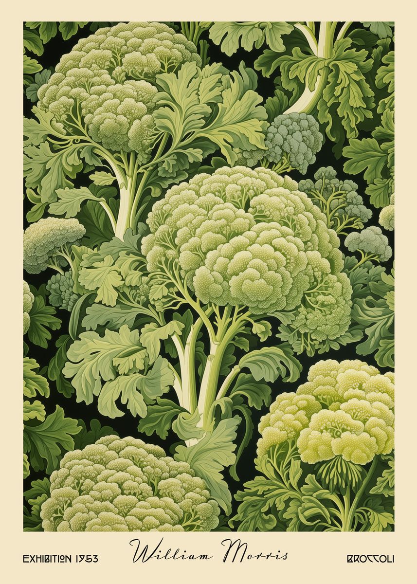 'William Morris Broccoli Kitchen' Poster, picture, metal print, paint ...