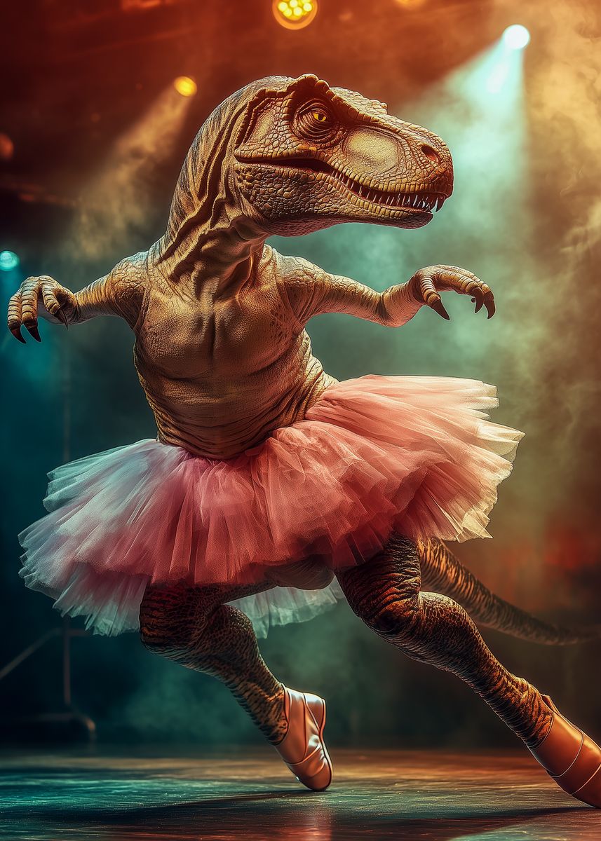 'T-Rex Ballet Dancer' Poster, picture, metal print, paint by ...