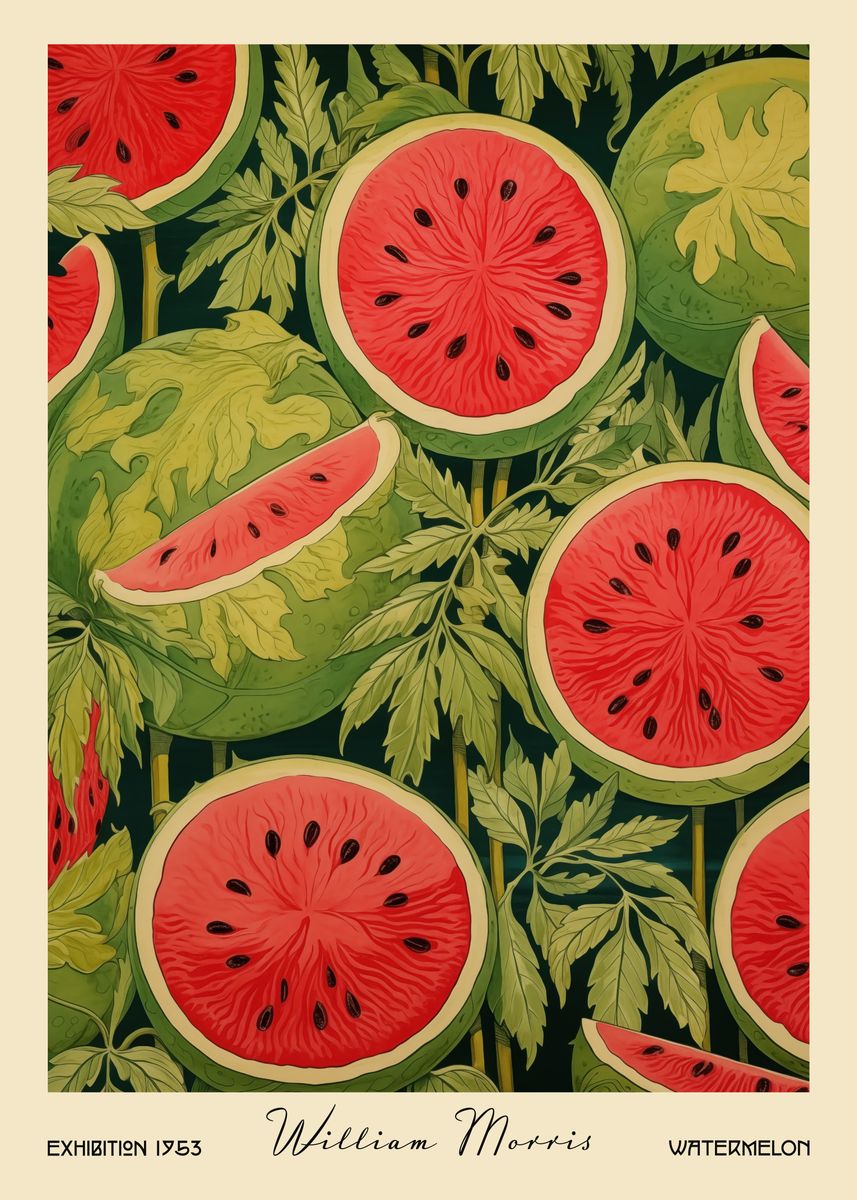 'Watermelon Kitchen Morris' Poster, picture, metal print, paint by ...