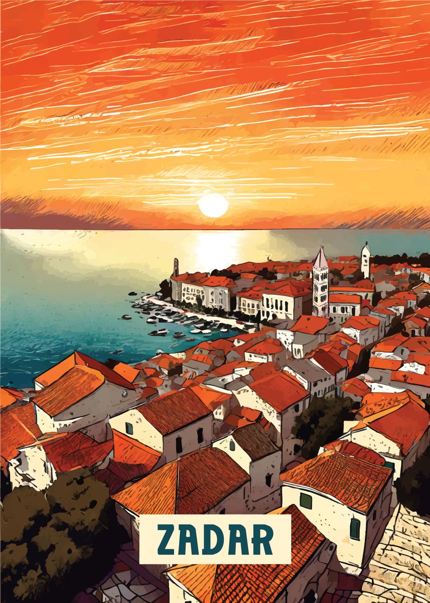 'Zadar' Poster, picture, metal print, paint by Bo Kev | Displate