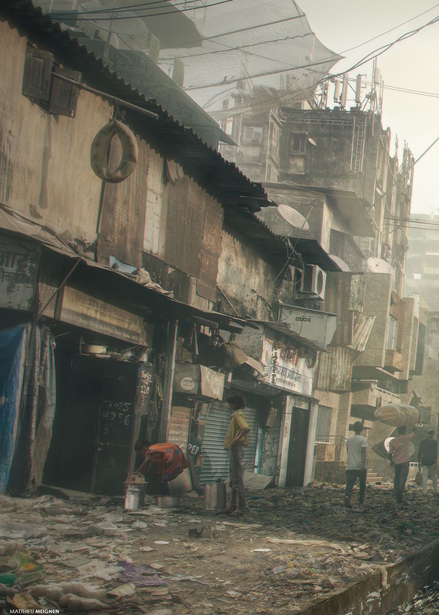 'Urban Slums' Poster, picture, metal print, paint by VisualNear | Displate