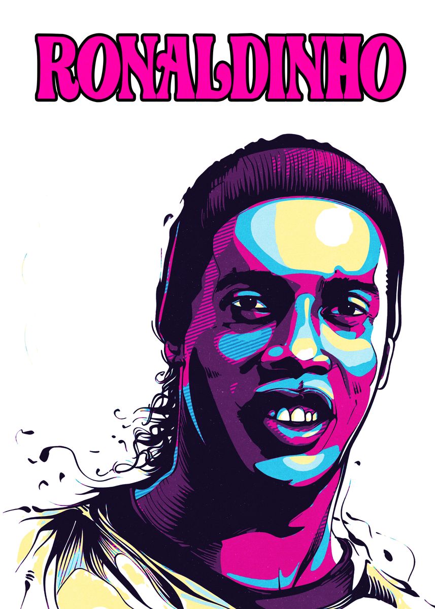 'Ronaldinho Portrait' Poster, picture, metal print, paint by dedeart ...