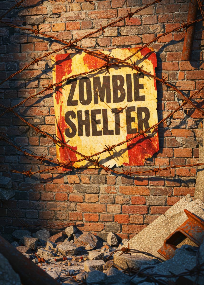 'Zombie Shelter Sign' Poster, picture, metal print, paint by urbanbuzz ...