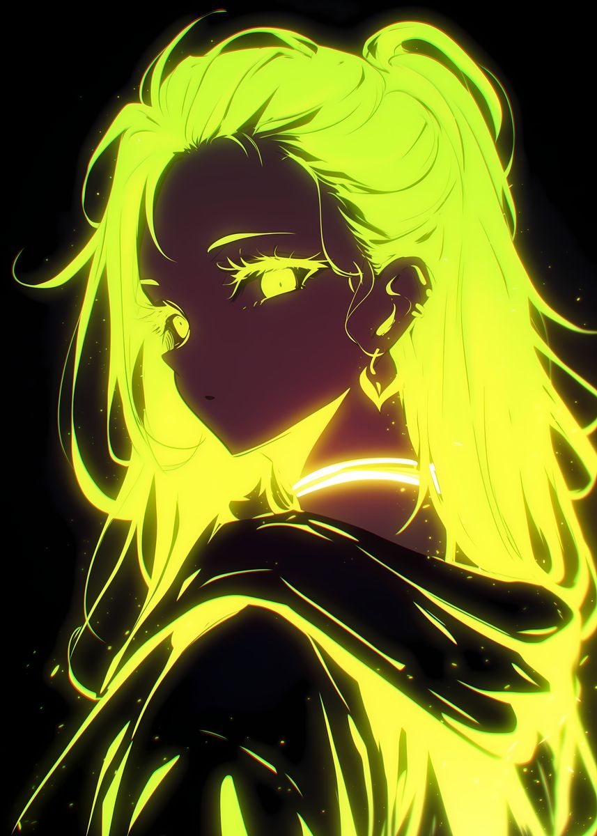 'Neon Anime Girl' Poster, picture, metal print, paint by Tomorrow Artz ...