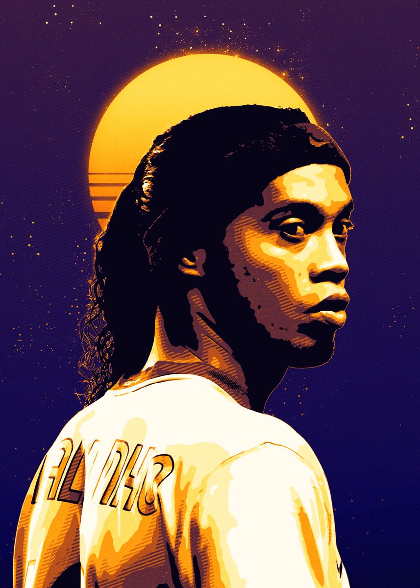 'Ronaldinho Retro Poster' Poster, picture, metal print, paint by ...