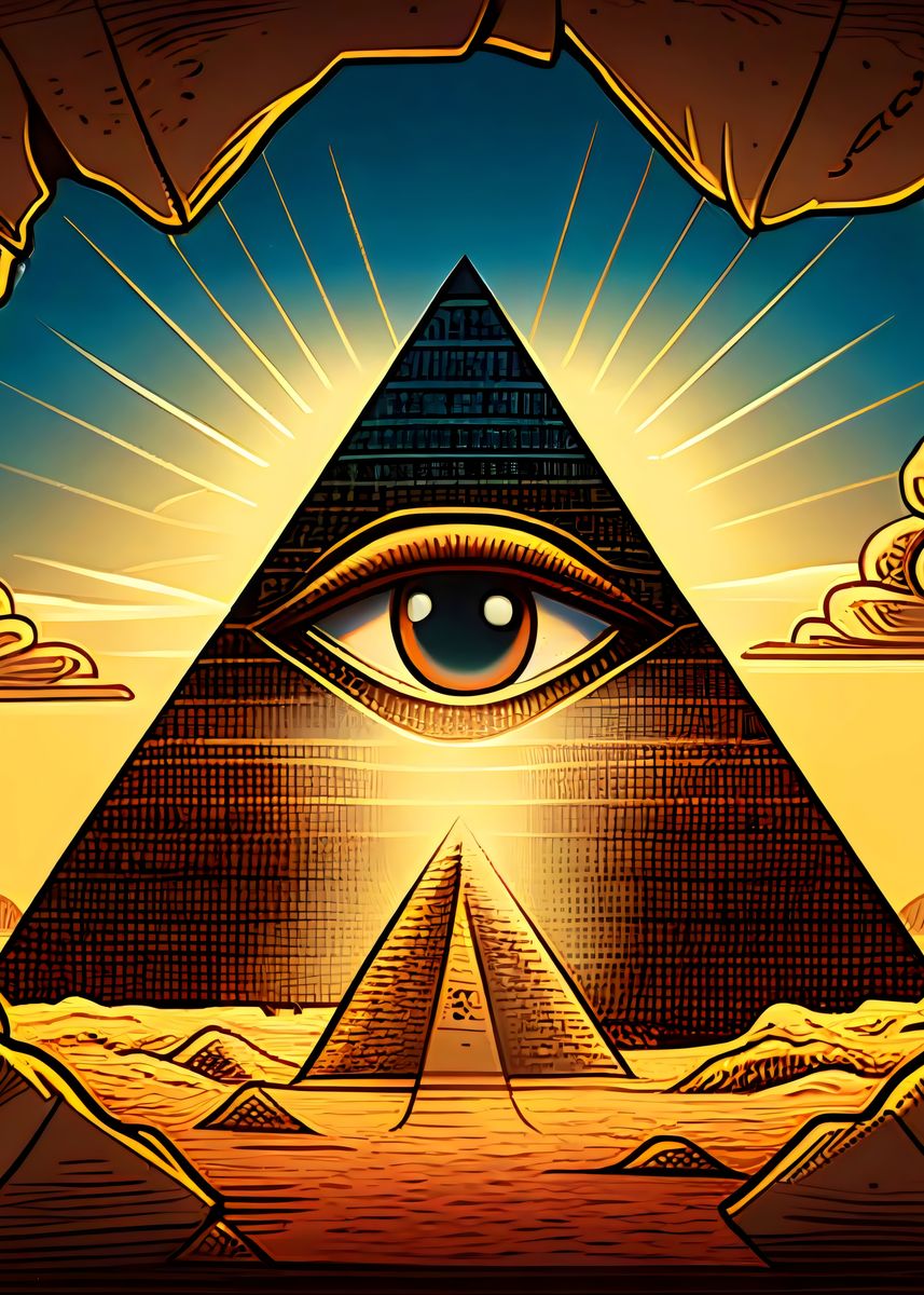 'All-Seeing Eye Pyramid' Poster, picture, metal print, paint by ...