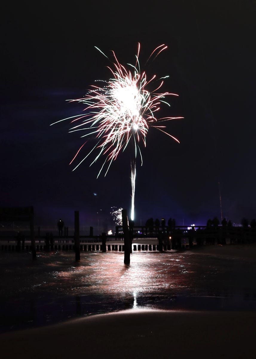 'Fireworks Over Water' Poster, picture, metal print, paint by Tisu ...