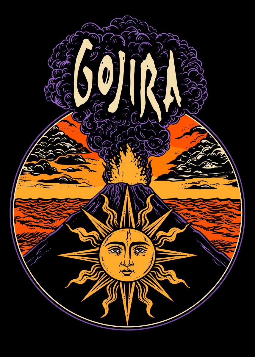 'Gojira Volcano Sun' Poster, picture, metal print, paint by Bendrat ...