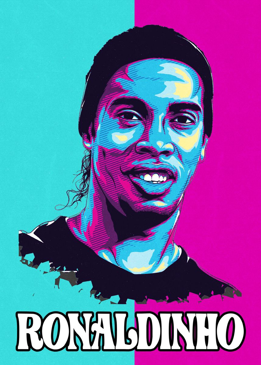 'Ronaldinho Soccer Portrait' Poster, picture, metal print, paint by ...