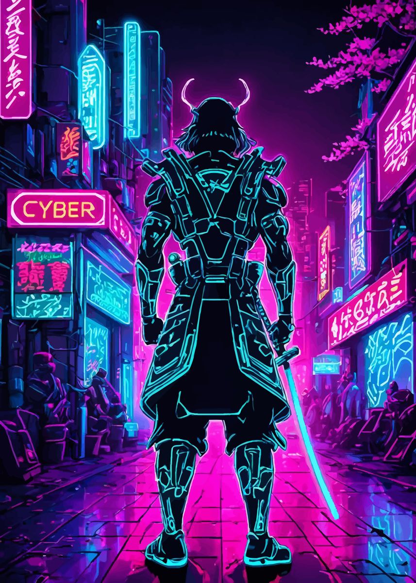 'Futuristic Samurai' Poster, picture, metal print, paint by MIROKU ...
