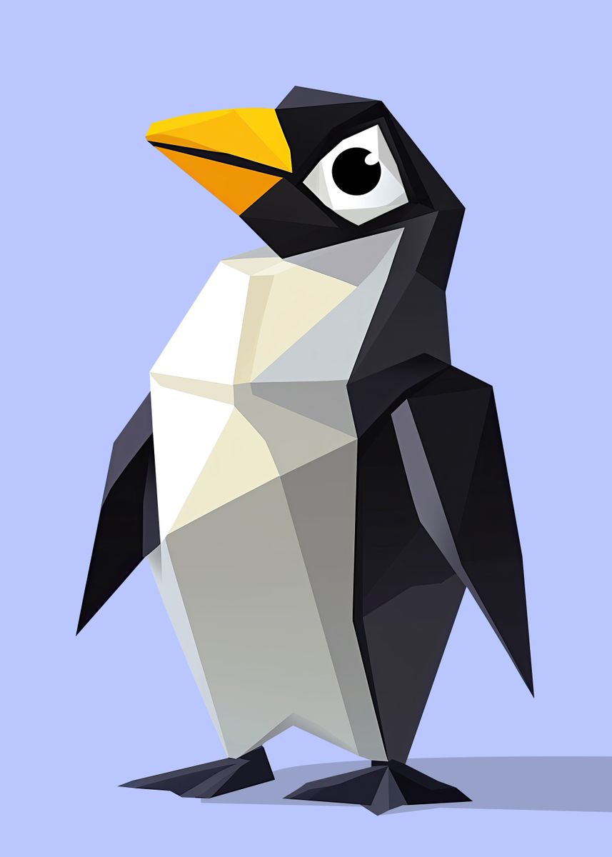 'Geometric Cartoon Penguin' Poster, picture, metal print, paint by Wall ...