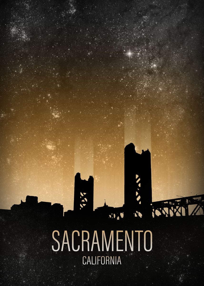 'Sacramento Skyline' Poster, picture, metal print, paint by T Allan ...