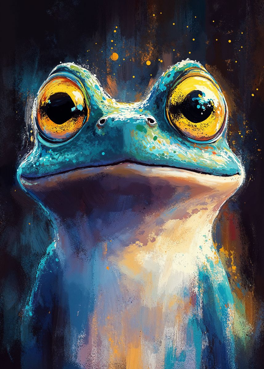 'Frog Portrait' Poster, picture, metal print, paint by Tomoo | Displate