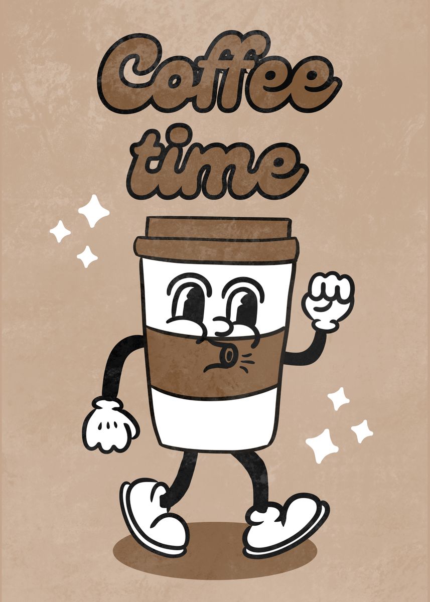 'Coffee Time Cartoon' Poster, picture, metal print, paint by HansenArt ...