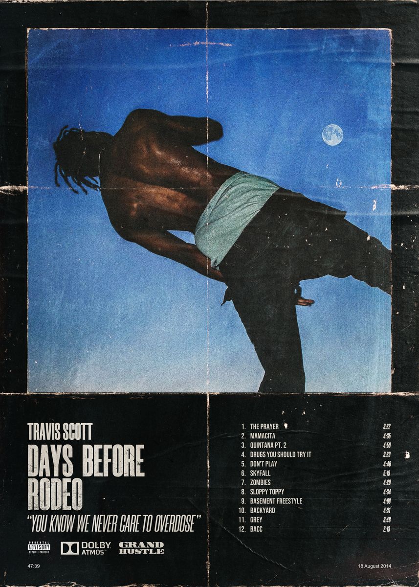 'Travis Scott Days Before Rodeo ' Poster, picture, metal print, paint ...