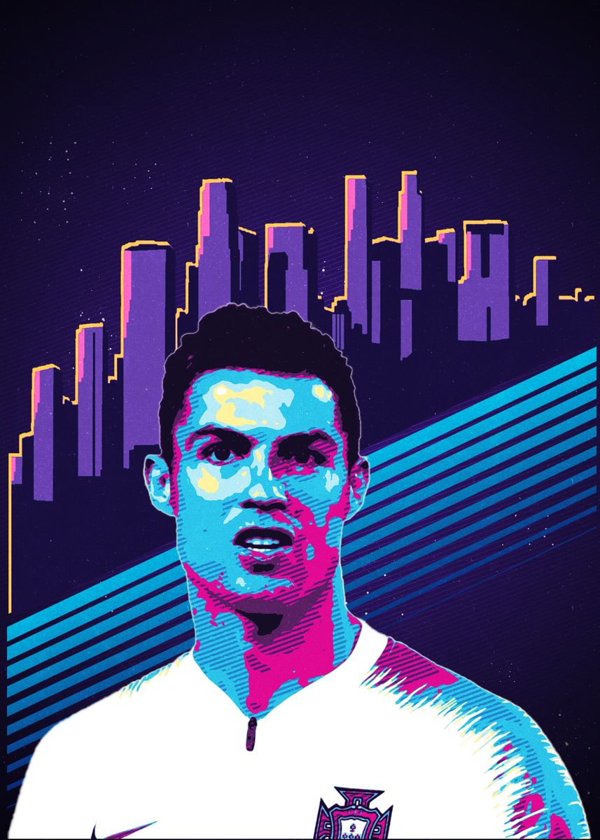 'Cristiano Ronaldo Retro Art' Poster, picture, metal print, paint by ...