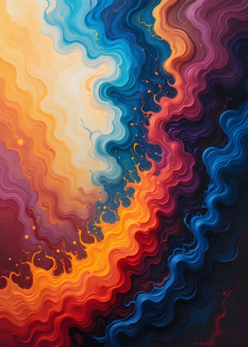 'Abstract Wavy Art' Poster, picture, metal print, paint by Pierre ...