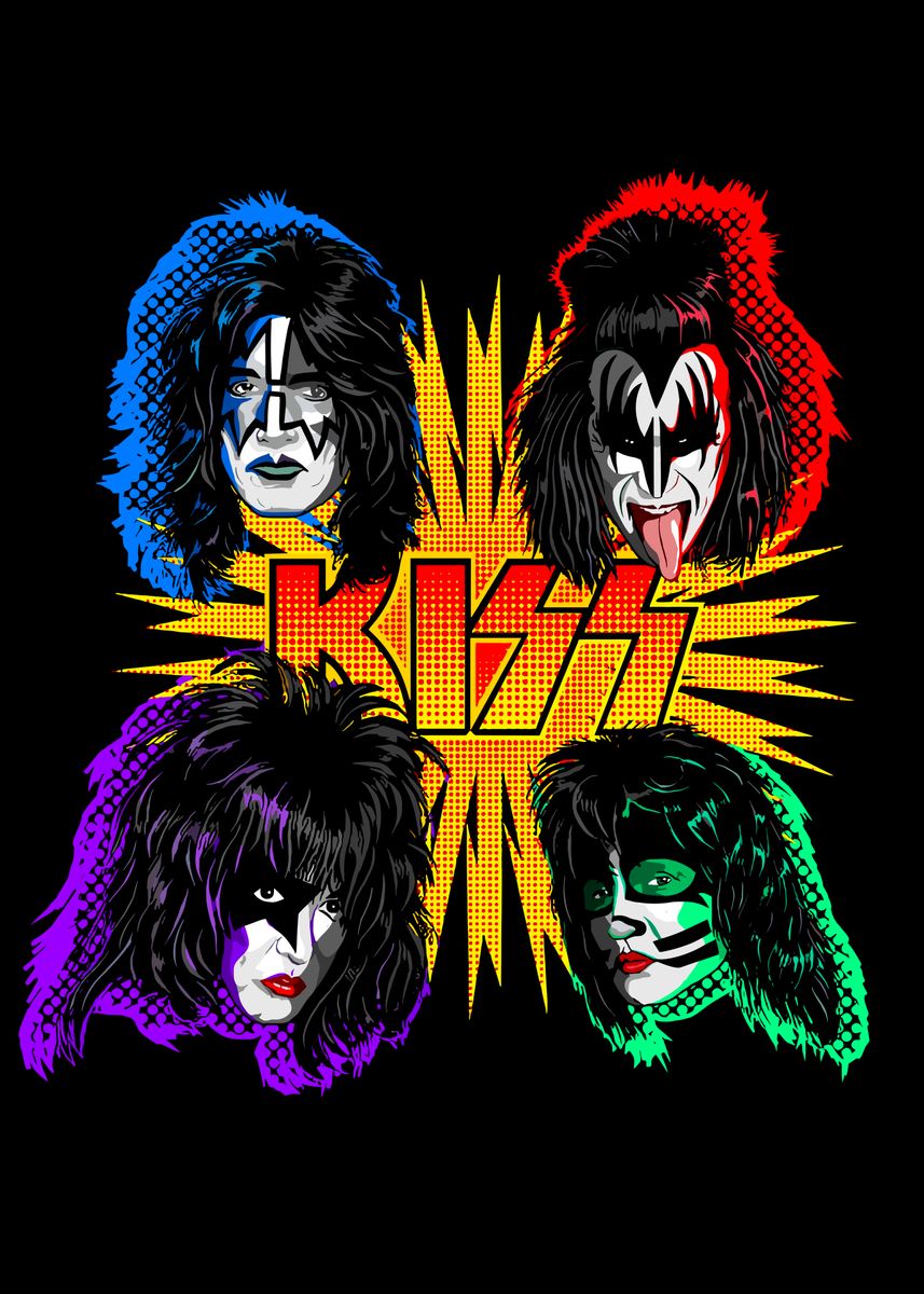 'KISS Band Members' Poster, picture, metal print, paint by Bendrat Core ...