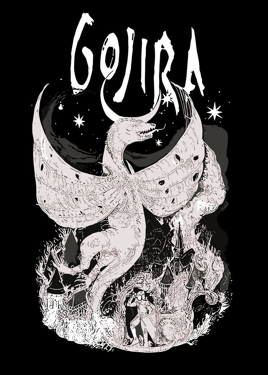 'Gojira Dragon Illustration' Poster, picture, metal print, paint by ...