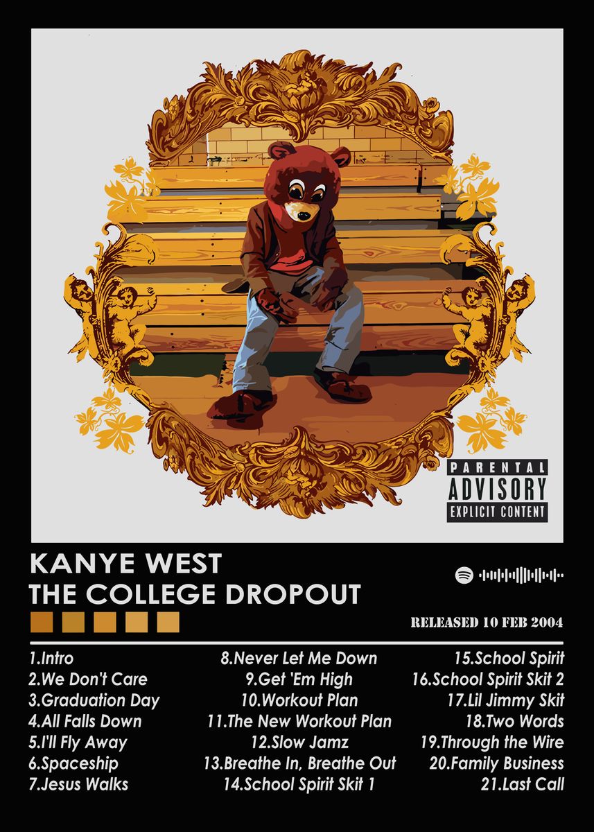 'Kanye West The College Dropout' Poster, picture, metal print, paint by ...