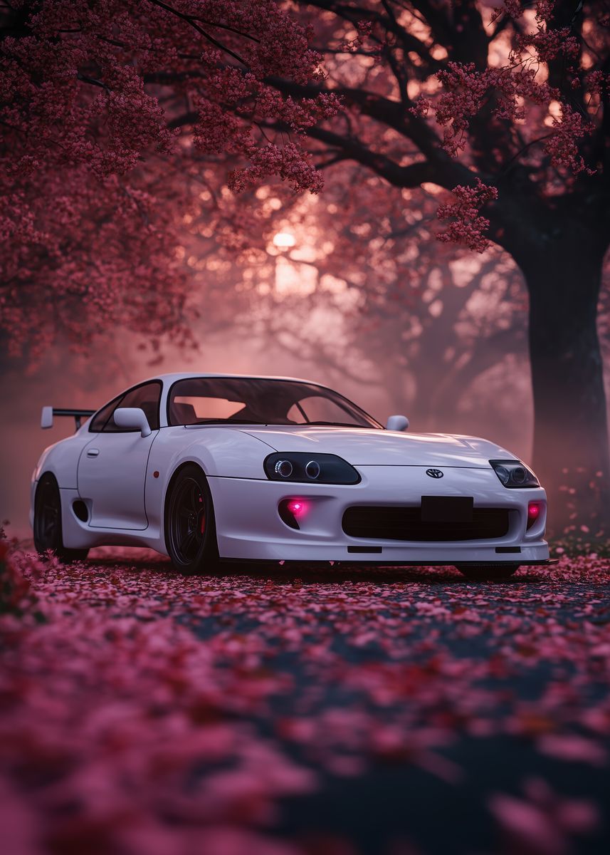 'Toyota Supra in Cherry Blossoms' Poster, picture, metal print, paint ...