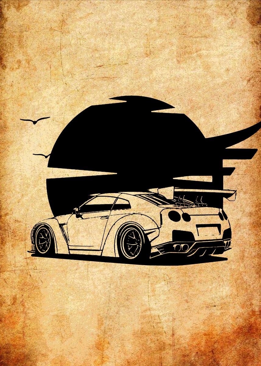'Nissan Skyline GT-R Silhouette' Poster, picture, metal print, paint by ...