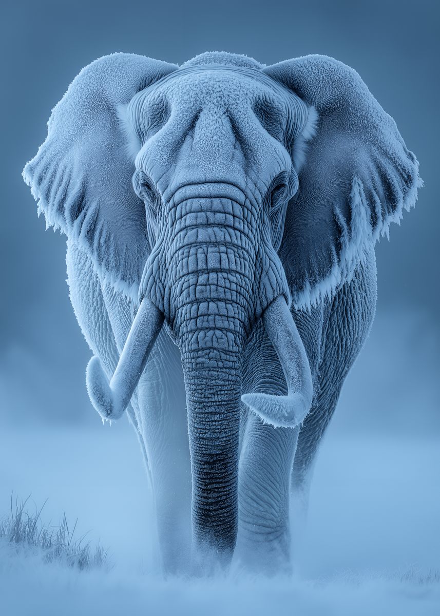 'Frozen Elephant' Poster, picture, metal print, paint by Primitive Man ...