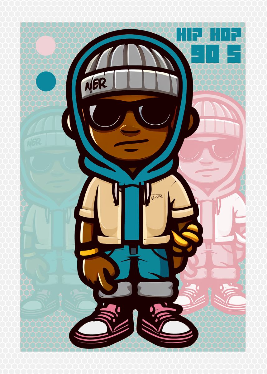 'Retro Hip Hop 90s Poster' Poster, picture, metal print, paint by Diz ...