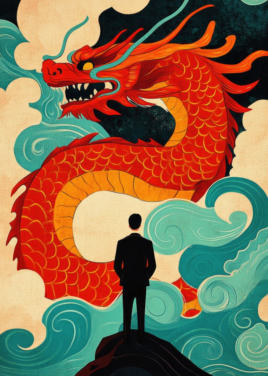 'Dragon and Man' Poster, picture, metal print, paint by Gulden Akyildiz ...