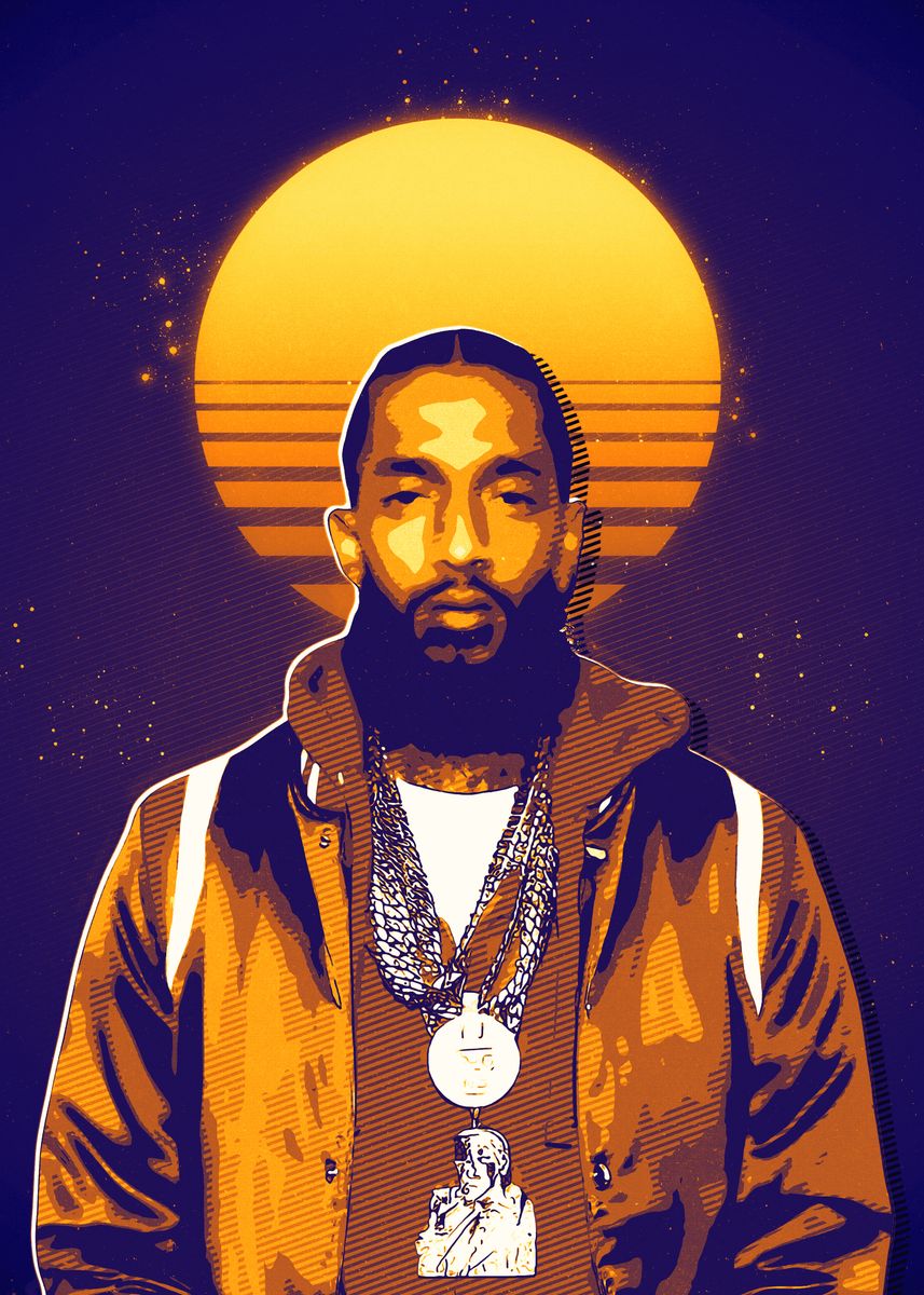 'Nipsey Hussle Retro Portrait' Poster, picture, metal print, paint by ...