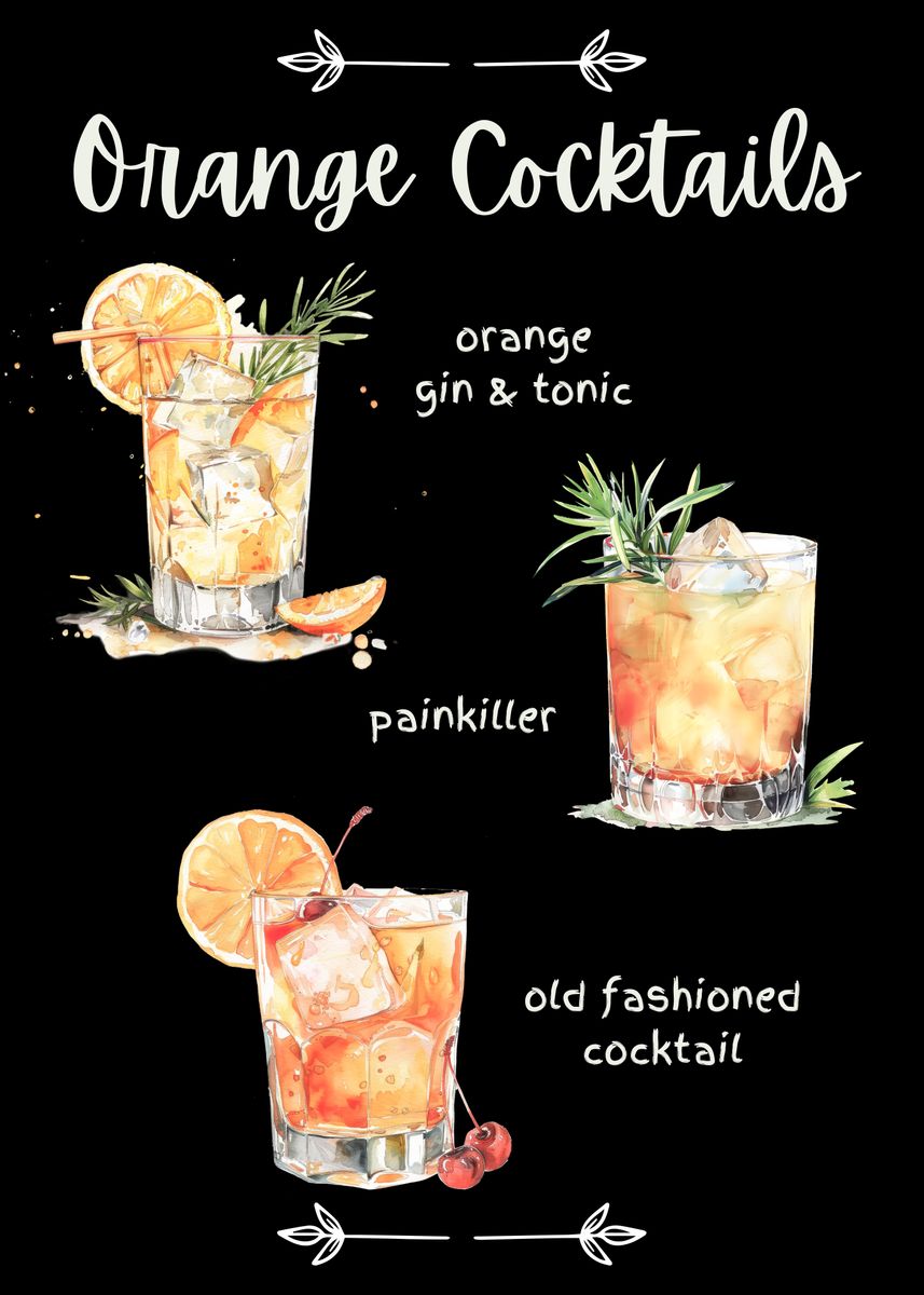 'Orange Cocktails No 2' Poster, picture, metal print, paint by Tactical ...