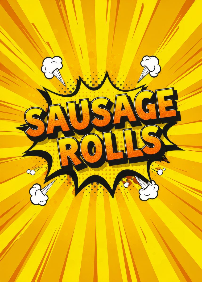 'Sausage Rolls Comic Art' Poster, picture, metal print, paint by ...