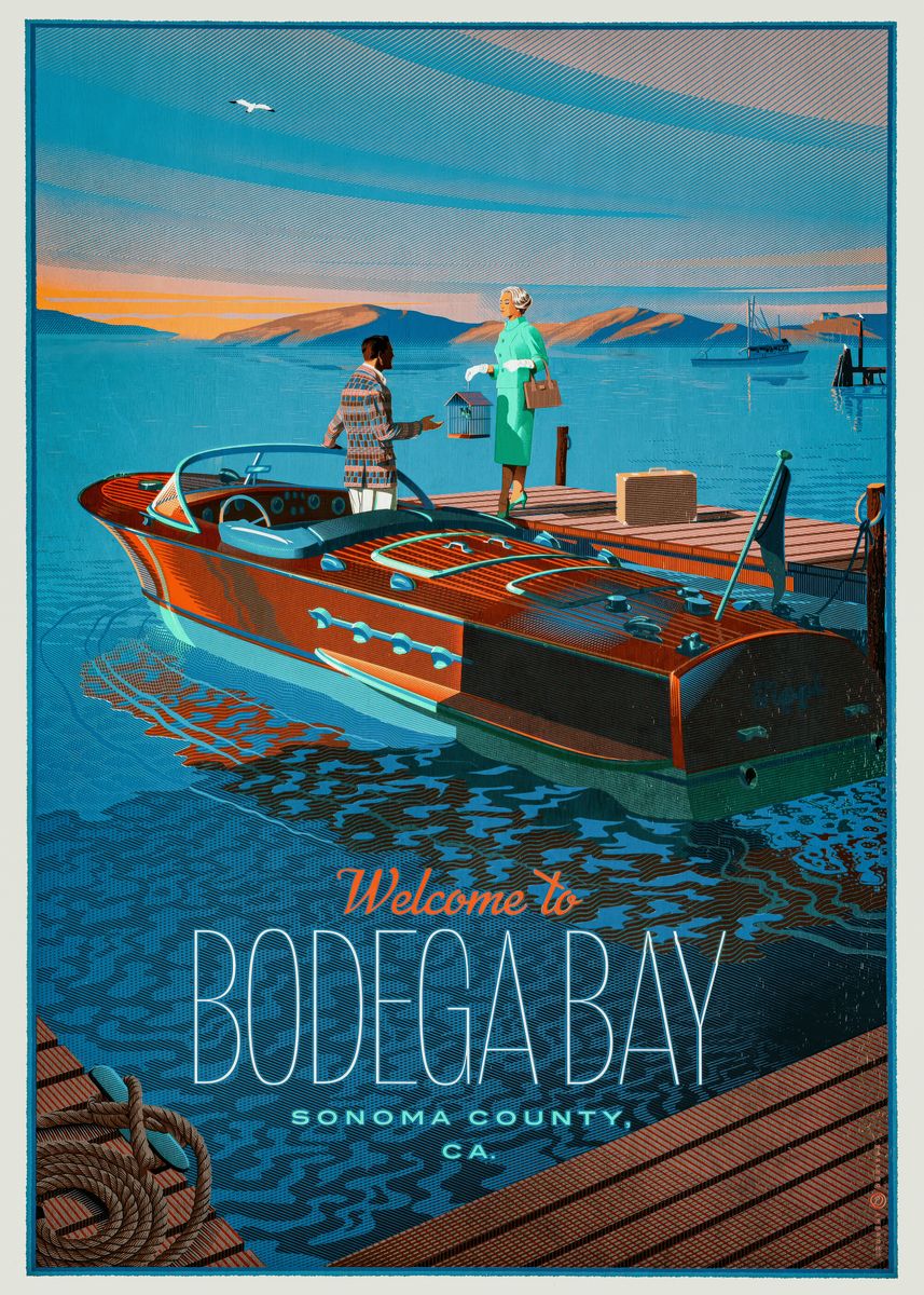 'Bodega Bay Vintage Poster' Poster, picture, metal print, paint by ...