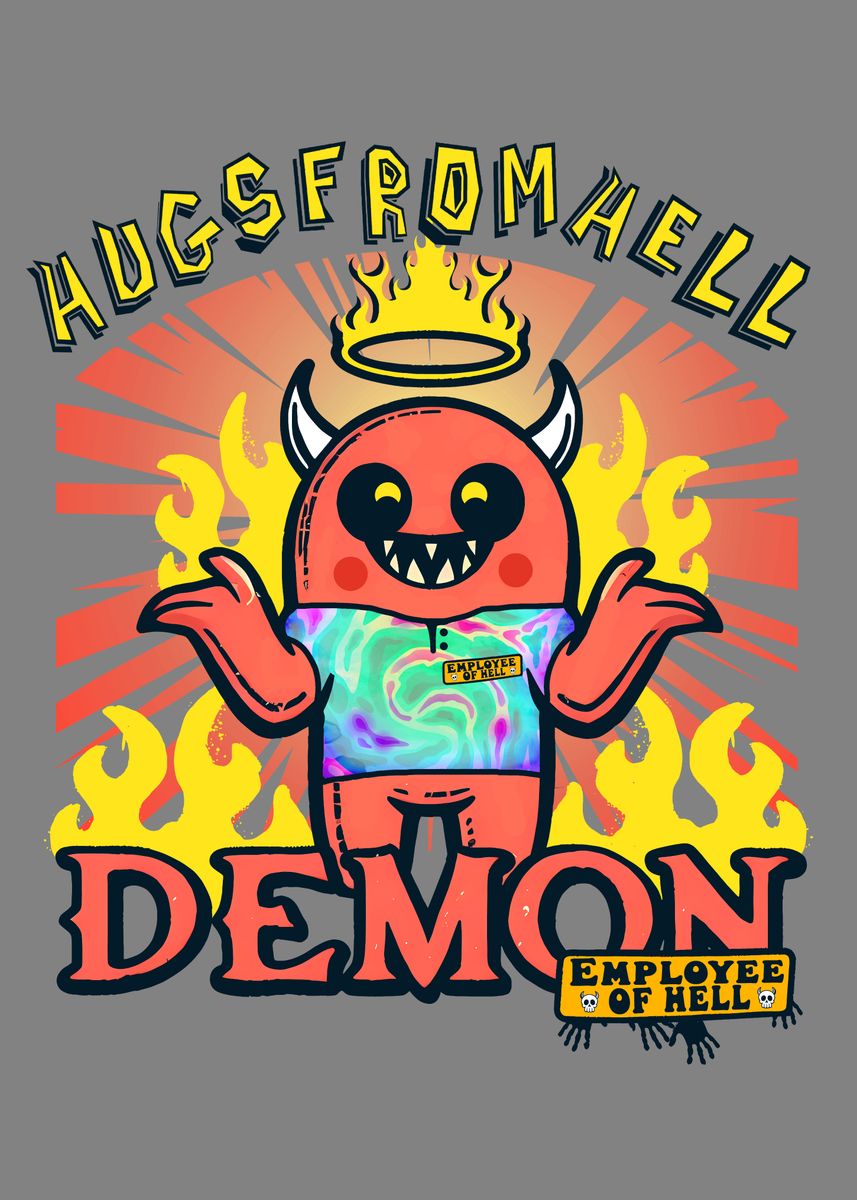 'Hugs From Hell Demon' Poster, picture, metal print, paint by Diz Plate ...