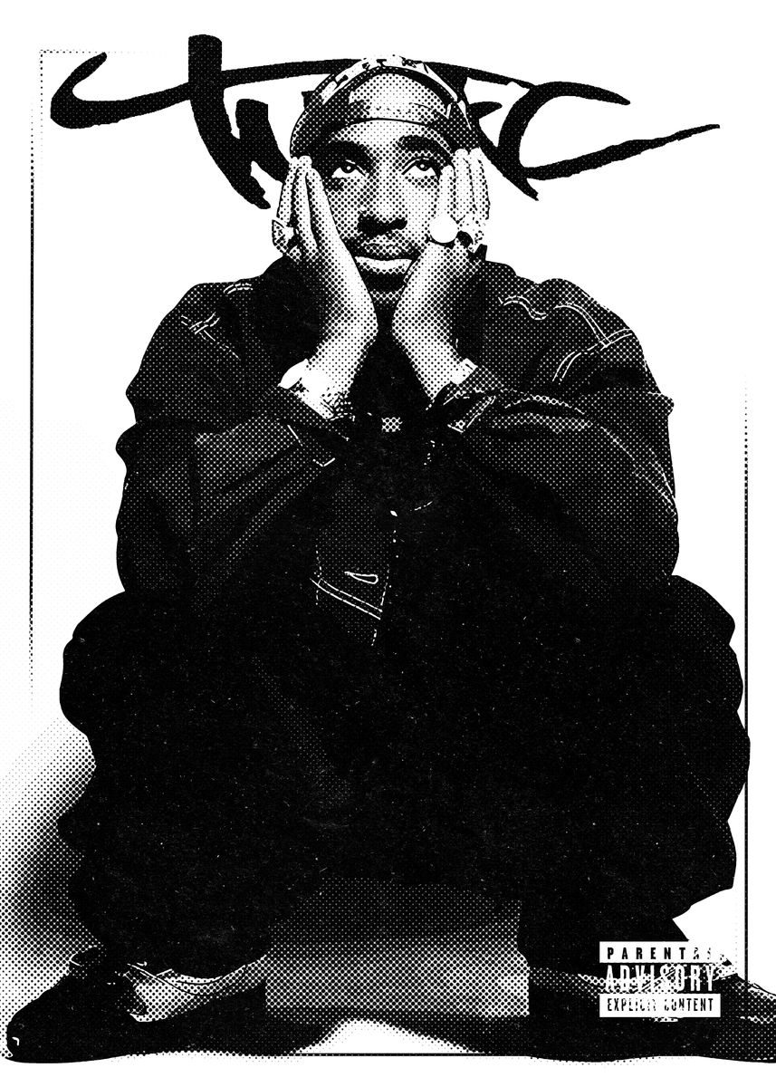 '2Pac Black & White Portrait' Poster, picture, metal print, paint by ...